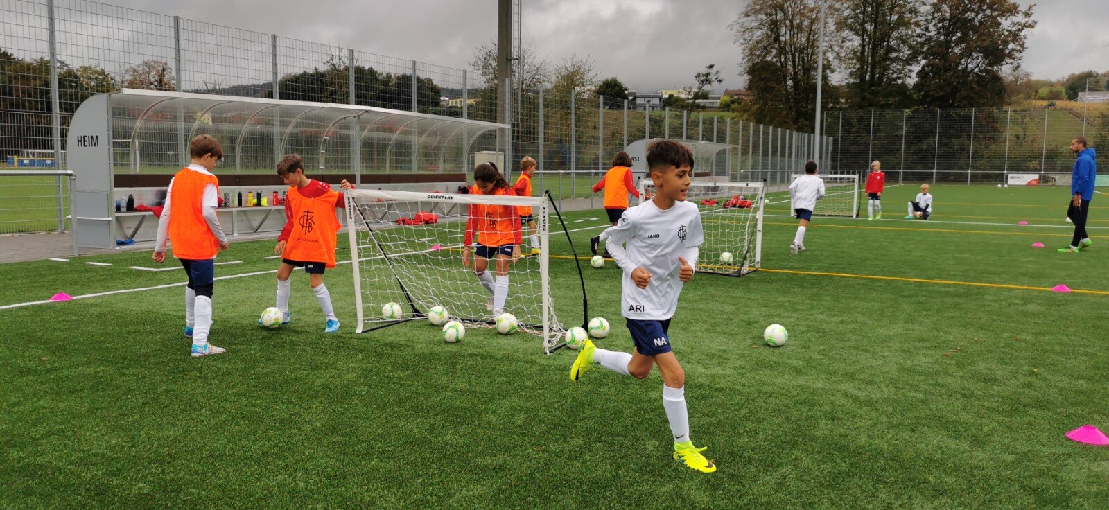 Creative exercises with mini goals in football training